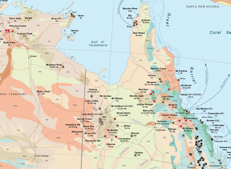 Major Mines and Metallurgical Facilities in Australia and Oceania Map ...